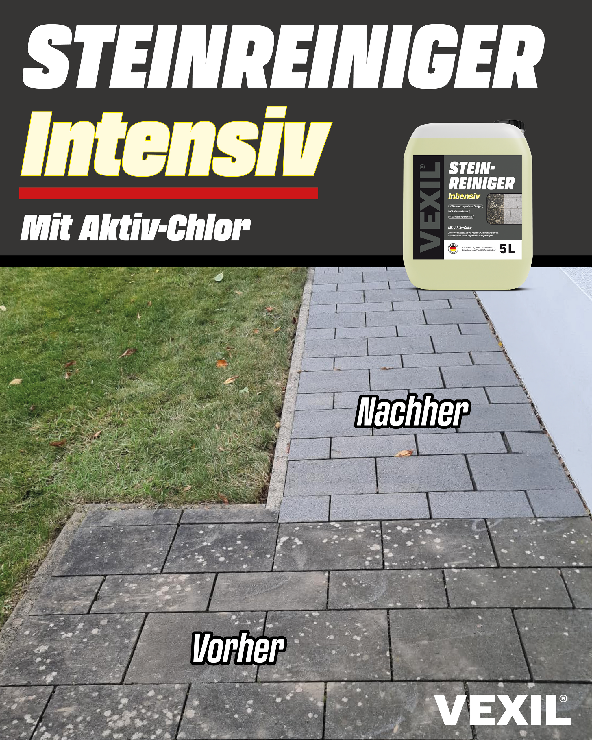 Steinreiniger Intensiv mit Aktiv-Chlor – VEXIL®
